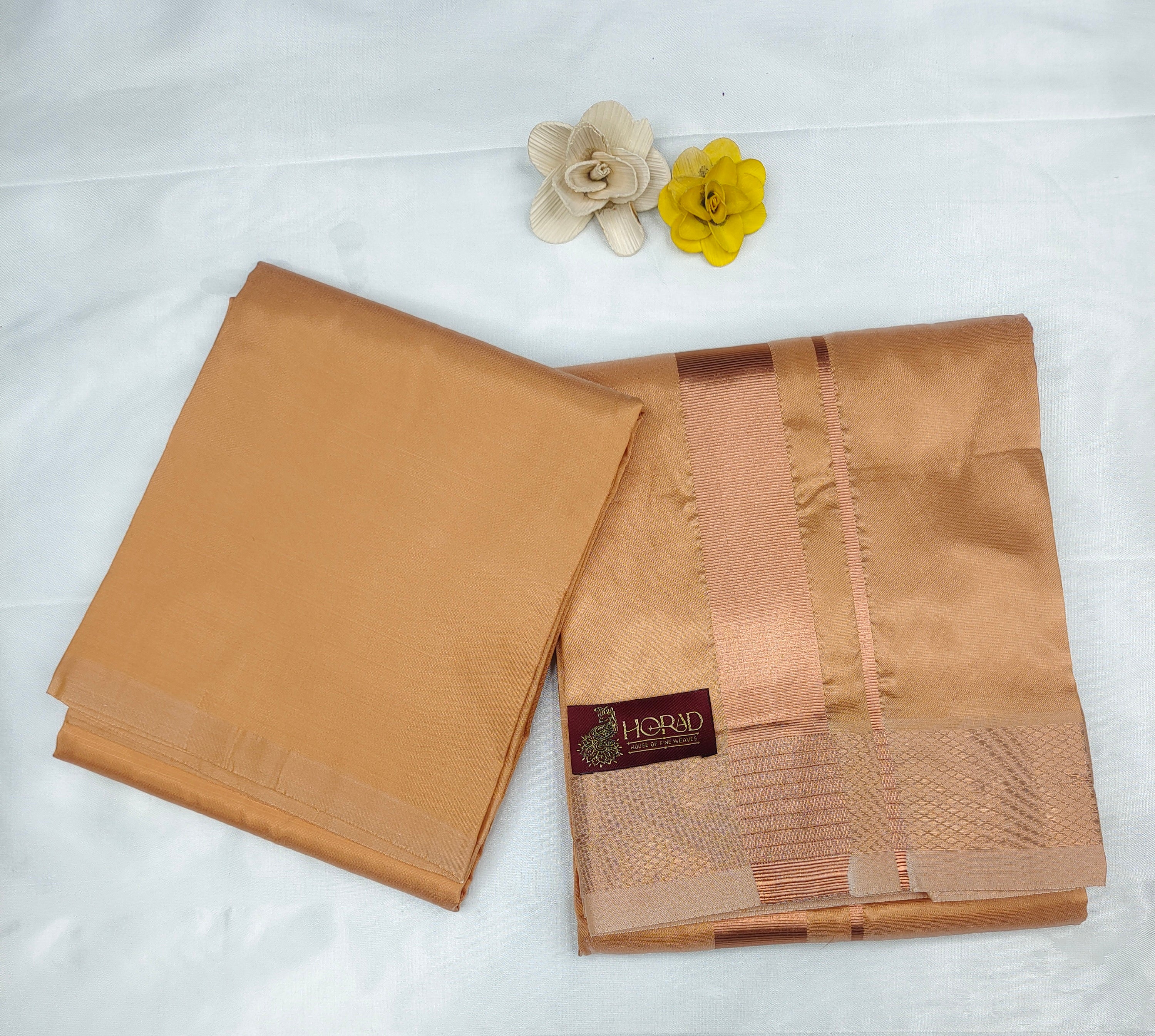 HORAD Premium Art Silk Light Copper Dhoti with Shirt Material